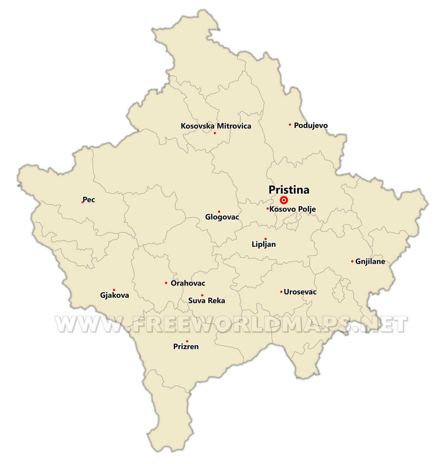 Kosovo Political Map