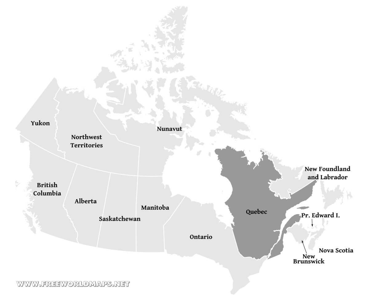 Physical map of Québec